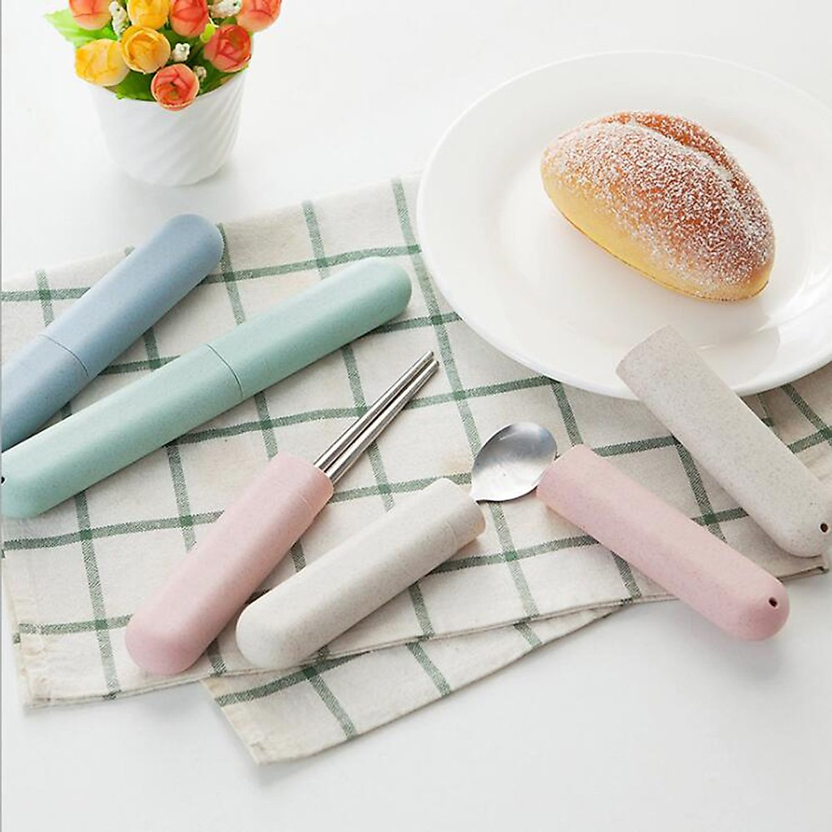 4Pcs Travel Toothbrush Holder - Wheat Straw Toothbrush Travel Case Portable Toothbrush Holders for Camping, Business Trip, Home - Toothbrush Case for Traveling Kit Toothbrush Holder Set