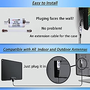 GROWORD-5G LTE Filter for TV Antenna Signal Purifier-Improve Digital HDTV Antenna and Amplifier Signals-4G/5G RF Filter Reduce Interference from Cell Phone Towers&Transmitters Frequency Range 5-698Mhz