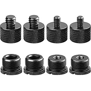 Mic Stand Adapter Set,8 Pcs Mic Thread Adapters-5/8 Female to 3/8 Male and 3/8 Female to 5/8 Male, 5/8 Female to 1/4 Male and 1/4 Female to 5/8 Male-Screw Adapter for Microphone Stand Mic Boom Arm