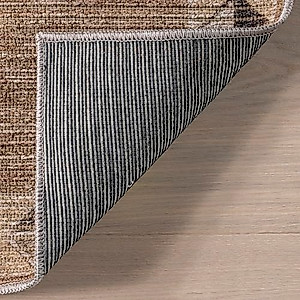 Rugs USA x Lauren Liess Fennel Diamond Machine Washable Area Rug, 2x8, Light Brown