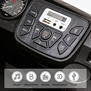 Nasitip 12V Kids Ride On Car Truck w/Parent Remote Control, Spring Suspension, LED Lights, AUX Port, Music (Black, no Tent)