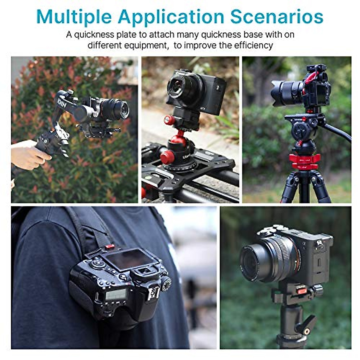 Upgrade Claw Quick Release Plate Camera Mount w Arca Swiss Slot, DSLR Stabilizer Adapter Compatible with Sony/Nikon/Canon Cameras Zhiyun/DJI/Moza Gimbal/Slider/Tripod Plate 1/4" Screw Video Shooting