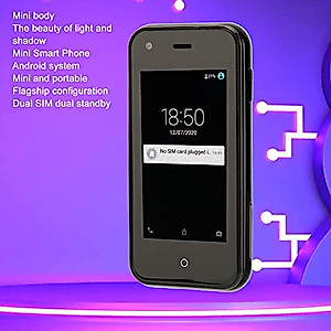 Mini Smartphone, 3G Cell Phones Dual Sim Cute Smartphone Unlocked Kids Phone Pocket Cellphone 2.5 Inch WiFi 1GB 8GB Quad Core Phone for Students (Elf Black)