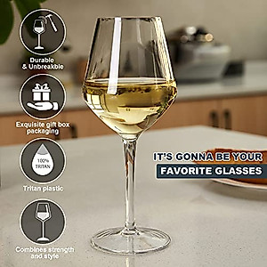 MICHLEY Unbreakable Stemmed Wine Glass 100% Tritan Plastic Dishwasher available Glassware 15 oz, Set of 4