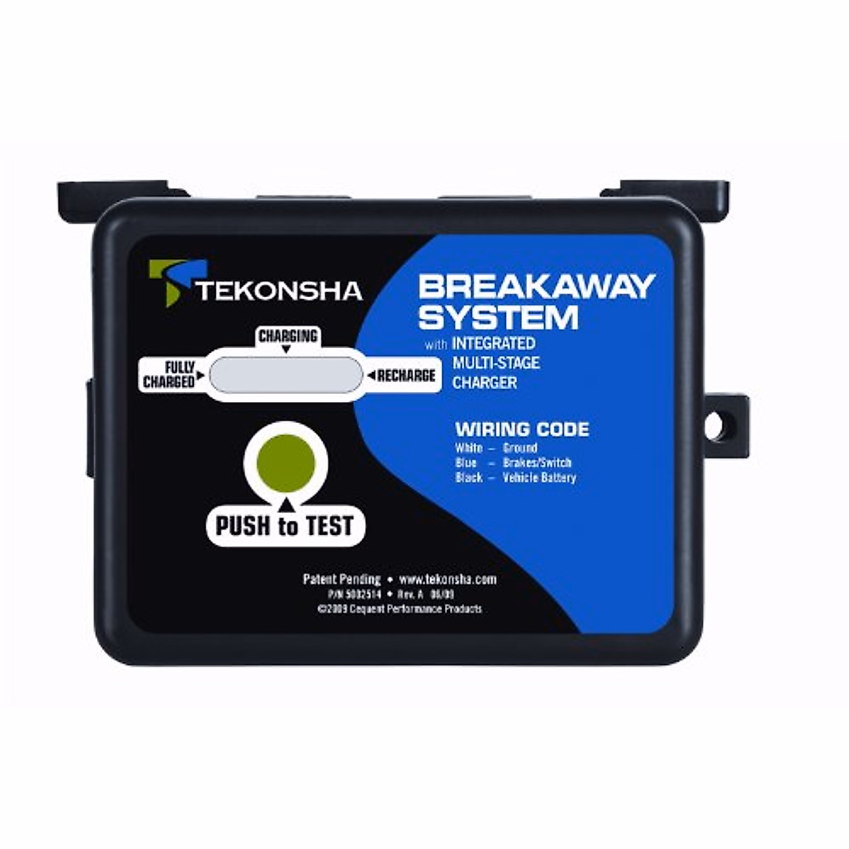 Tekonsha 50-85-313 Shur-Set III Breakaway System with LED Test Meter, Battery, Breakaway Switch and Charger - Black