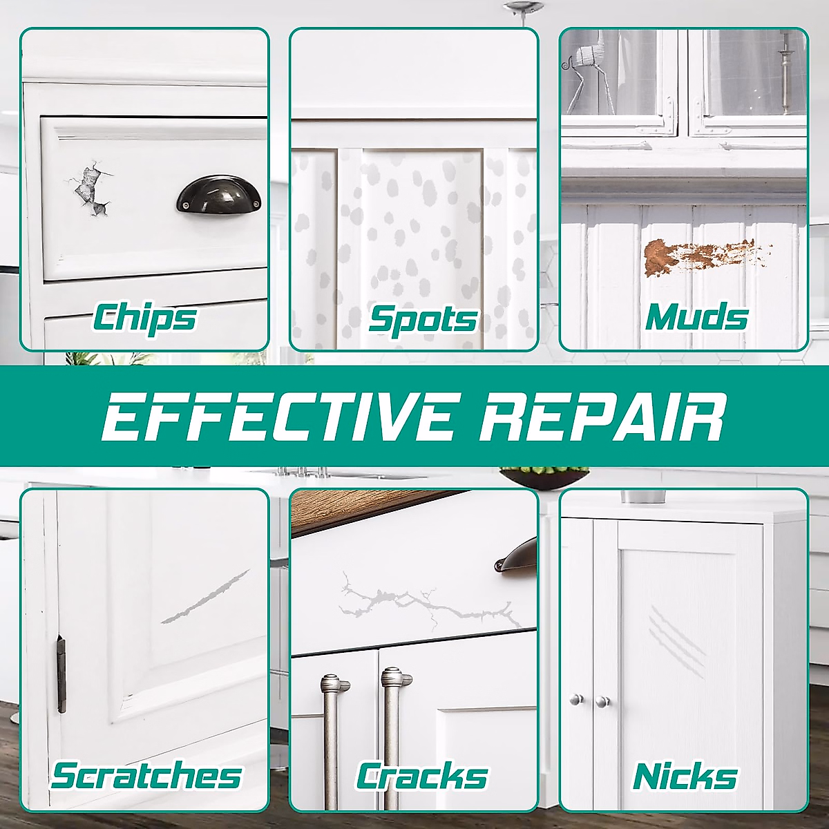 Addurden White Touch Up Paint, Multi-Surface Touch Up Paint Pen, White Paint for Wall, Interior and Exterior Repair Scratches, Paint Touch Up Pens for Furniture Appliance Tile Cabinet Bath(Semi-Gloss)