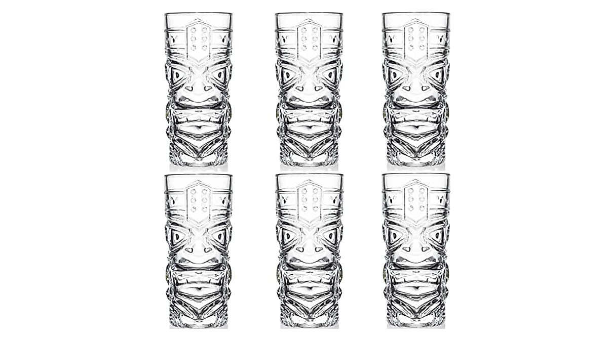 Cedilis 6 Pack Tiki Glasses for Tropical Cocktails