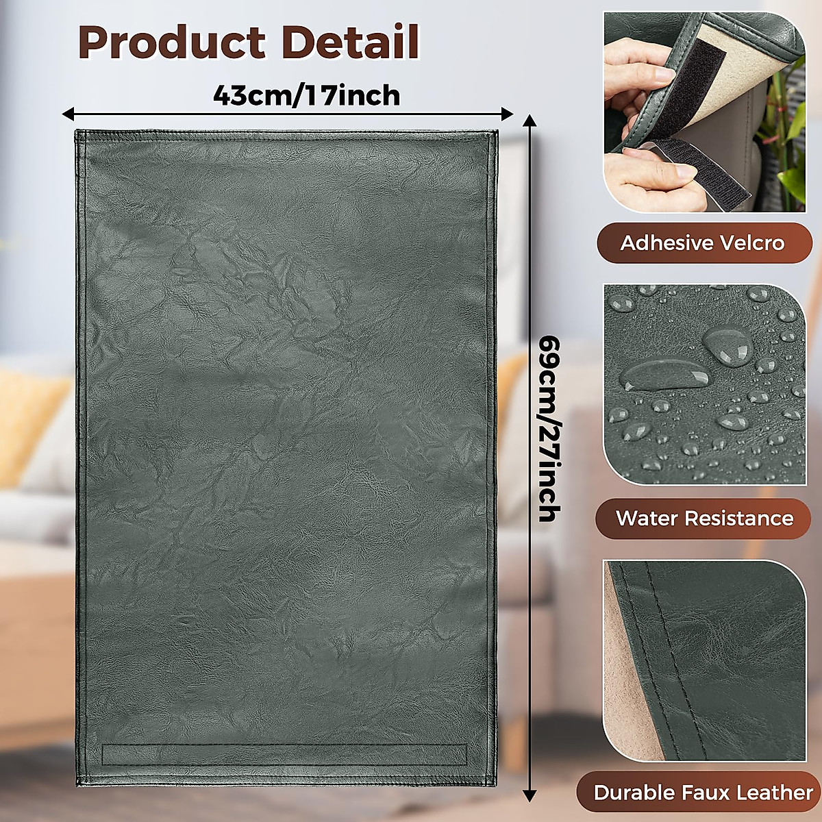 NZDWZDN Headrest Cover for Recliner Chair Recliner Headrest Protector Faux Leather Recliner Headrest Cover Couch Headrest Covers for Furniture Sofa Protector Home Office Chair 17x27In(Dark Grey)