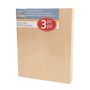 3 Pack 11" x 14" Wood Canvas Cradled Panel Boards by Artist's Loft