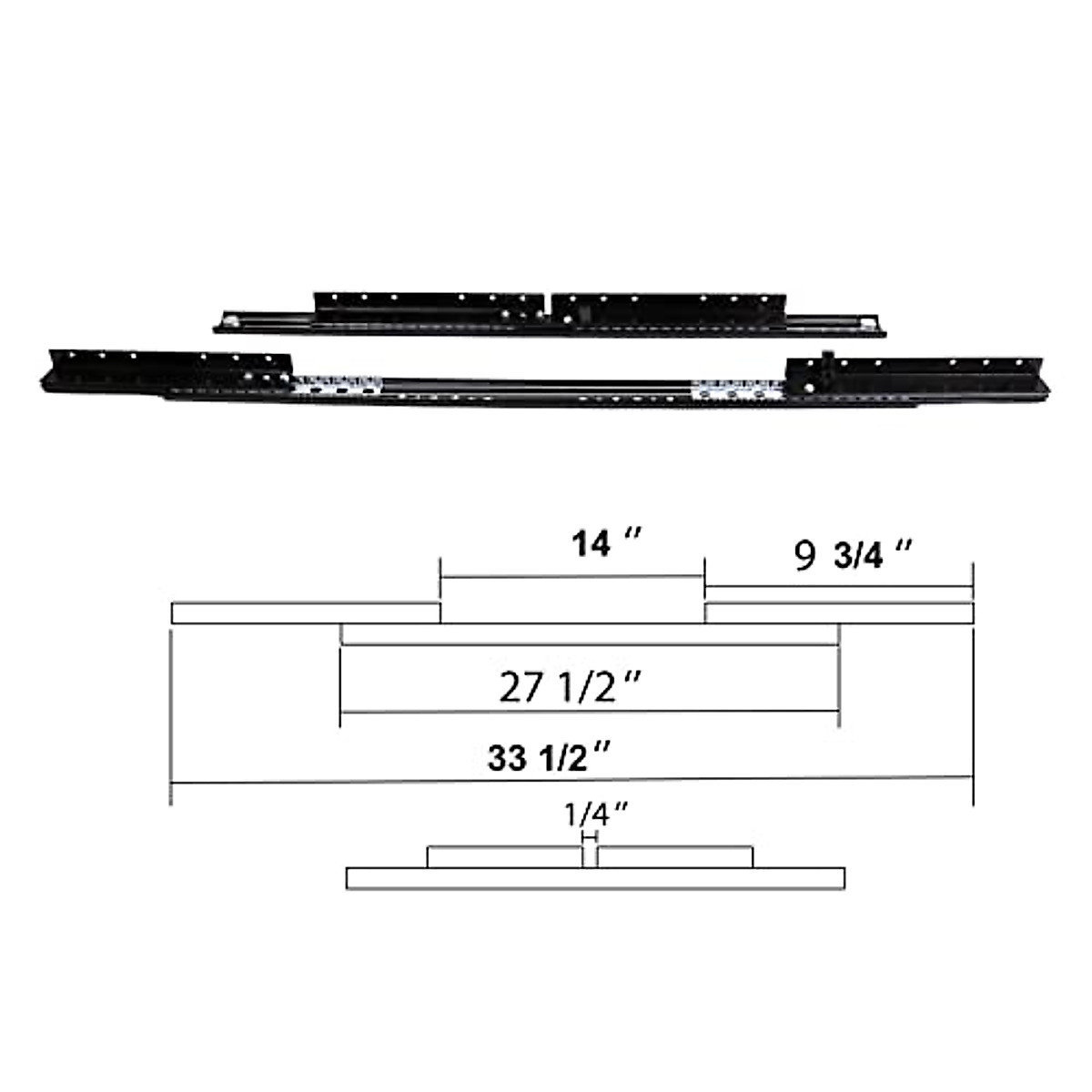 ECLV 33 1/2'' Table Leaf Sliding Brackets Dining Table Extender Brackets Coffee Table Slides,Computer Desk Extender,Black