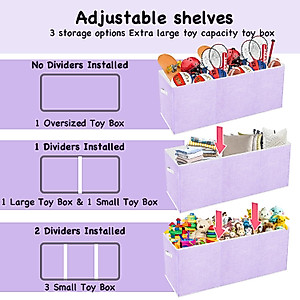 Extra Large Toy Box, Toy Storage Organizer with Lid, Oxford Fabric Collapsible Sturdy Toy Chest Bins Baskets for Livingroom,Playroom, Nursery, Bedroom, Closet (Purple)