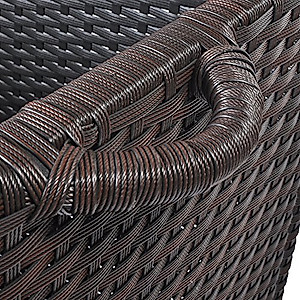 Outdoor Patio Wicker Storage Container Deck Box made of Antirust Aluminum Frames and Resin Rattan, 86-Gallon (Brown) (Large, Brown)