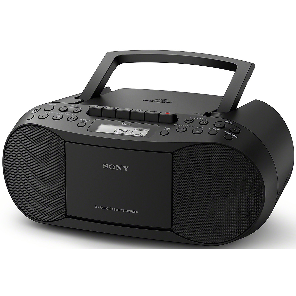 Sony Portable Full Range Stereo Boombox Sound System with MP3 CD Player, AM/FM Radio, 30 Presets, Headphone and AUX Jack - Bonus DB Sonic CD Head Cleaner