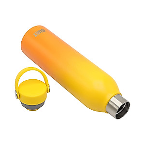BUILT 24 Ounces Cascade Double Wall Vacuum Insulated Stainless Steel Bottle with Twist Lid with Handle, Yellow and Orange Citrus Sunrise Ombre