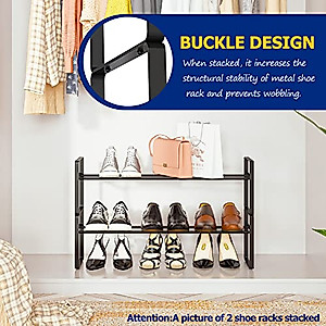 V.C.Formark 1 Tier Shoe Rack, 100% Stainless Steel Shoe Organizer Shelf , 8 Pairs Shoe Shelves for Closet, Entryway, Room, Garage - 31.9’’W x 9.9’’D x 9.9’’H(Black)