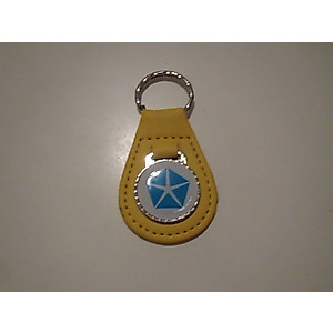 NEWPORT NEW YORKER 300 LEBARON LHS LASER WHITE LOGO LEATHER KEYCHAIN - YELLOW