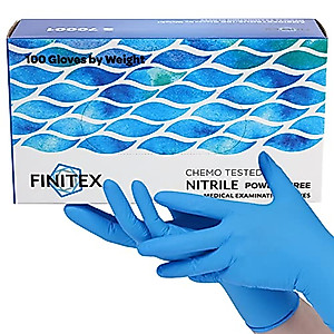 FINITEX Nitrile Disposable Medical Exam Gloves - 4 mil Powder-free Stretch Latex-Free Blue Gloves 1000 PCS For Examination Home Cleaning Food Gloves (1000, Small)