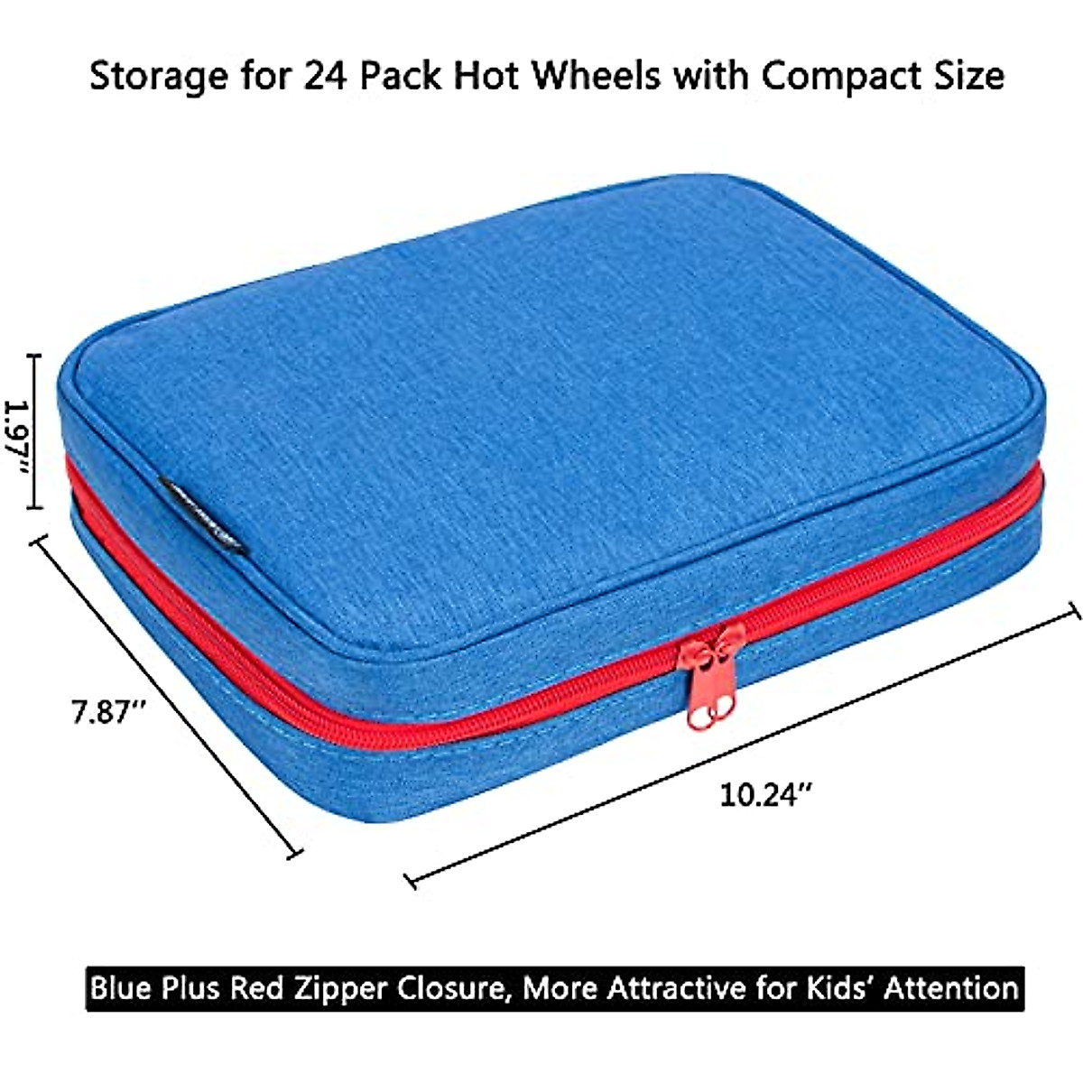KISLANE 24 Toy Cars Storage for Hot Wheels, Storage Case Compatible with 24 Hot Wheels, Matchbox Cars, Mini Toys, Hot Wheels Storage for Kids, Bag Only (Blue)