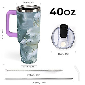 Lily Flower Insulated Tumbler with Lid And Straw Stainless Steel Travel Coffee Mug 40oz Violet-style