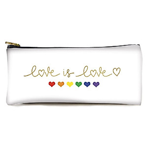 Paper House Productions Love is Love Rainbow Hearts 8.5" x 3.25" Supple Vegan Leather Zipper Pouch