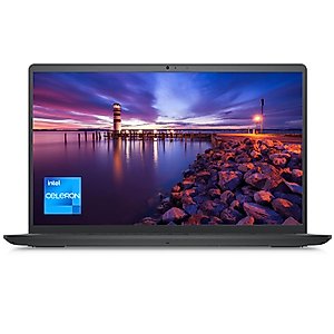 Dell Inspiron 3000 Series 3521 Laptop, 15.6" HD Screen, Intel Celeron N4020 Processor, 8GB SSD, 512GB PCIe SSD, HDMI, Webcam, Wi-Fi, Windows 11 Home, Black