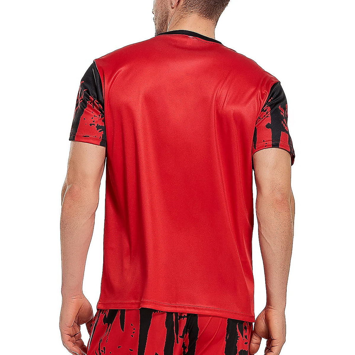 Ampeo Men's T-Shirt Graphic Short-Sleeve Athletic Running Gym Workout Casual Tee Shirts,Red,M