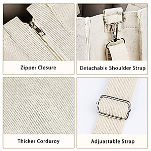 Tote Bag for Women, Detachable Satchel Bag Shoulder Handbag for Women Corduroy Crossbody Bag for Travel Work