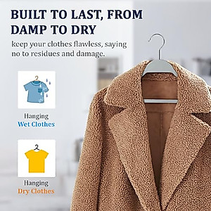 Heavy Duty Plastic Hangers, 50 Pack Rubber Coating Non Slip Coat Hangers with Shoulder Grooves, Suit Hangers with 360° Swivel Hook, Space Saving Organizer for Bedroom Closet, Gray