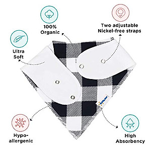 KiddyStar 10 Pack Unisex Organic Cotton Baby Bandana Bibs | Stylish Teething Bibs | Super Absorbent Drool Bibs | Toddlers Bibs | Burp Cloths