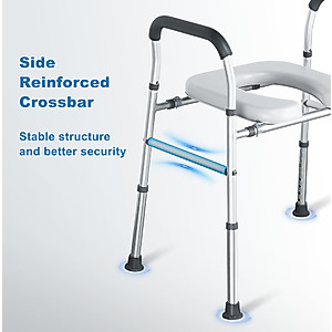 Deewow Raised Toilet Seat with Handles, Toilet Seat Riser for Seniors with Height and Width Adjustable, up to 400lbs, Commode Chair for Elderly, Pregnant and Handicap, Fit Any Toilet, FSA/HAS Eligible