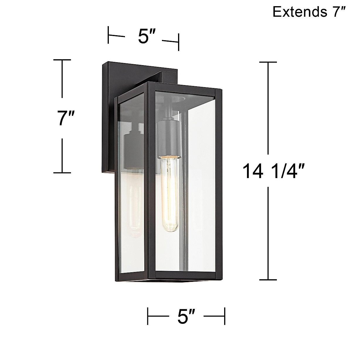 John Timberland Titan Modern Outdoor Wall Light Fixture Mystic Black 14 1/4" Clear Glass Panel for Exterior Barn Deck House Porch Yard Patio Outside Garage Front Door Garden Home Roof Lawn