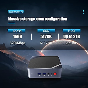 BOSGAME B95 Mini PC Intel 12th Gen N95 (up to 3.4GHz) Mini Desktop Computers W11 Pro 16GB RAM 512GB M.2 SSD, Micro PC Support 4K UHD Dual HDMI & Type-C, Dual WiFi 5, BT 4.2