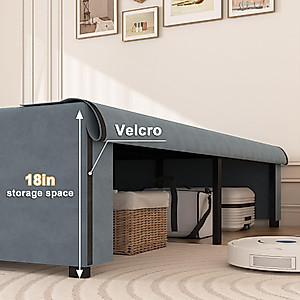 FMDMR 18 Inch Queen Bed Frame, The Metal Platform Bed Frame Queen Size with Fabric Cover Set, Heavy Duty Steel Slats Support, No Box Spring Needed, Under Bed Storage Space, Easy Assembly