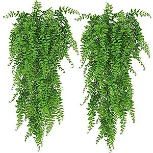 Huryfox Artificial Hanging Plants Fern Vine - Fake Ivy Leaves Decoration for Indoors & Outdoors, Faux Foliage Greenery Decor for Living Room, Kitchen, Balcony, Garden, Bedroom, Farmhouse Aesthetic