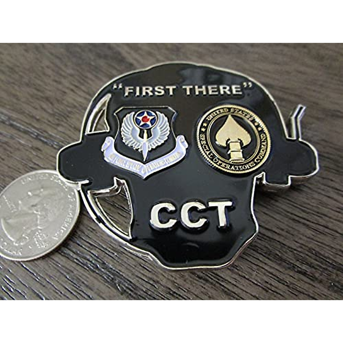 Set of 2 United States Air Force Special Forces Pararescueman Creed Pararescue PJ's Beret Skull & AFSOC Combat Control Challenge Coins