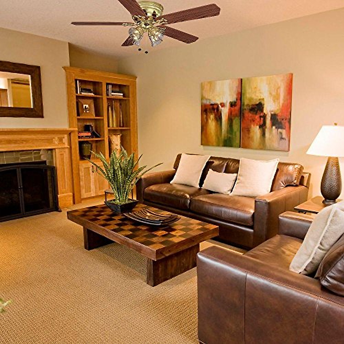 Hampton Bay Carriage House 52 in. LED Indoor Polished Brass Ceiling Fan with Light Kit