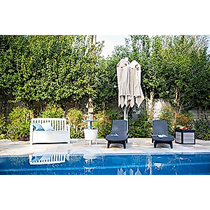 Keter Denali 30 Gallon Resin Deck Box for Patio Furniture, Pool Accessories, and Storage for Outdoor Toys, Grey/Black