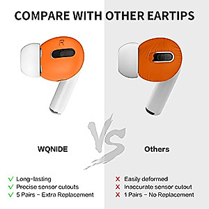 [5 Pairs] for AirPods Pro Ear Tips Covers, WQNIDE Silicone Anti-Slip/Dust/Shock Ear Covers Accessories Compatible with Apple AirPods Pro 1st Generation (5 Colors)