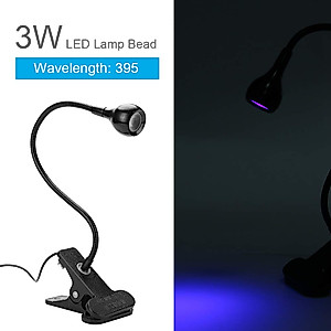 GOWENIC LED UV Lamp, USB Portable UV Glue Curing Lamp Gooseneck Ultraviolet Light with Clip for Gel Nail, Repairing Phones,Fluorescent Agent Detection,Fluorescent Banknote,Blacklight Party