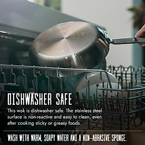 SKOTTSBERG Stainless Steel Wok (11" wide) – Suitable For All Heatsources, Safe With Metal Utensils