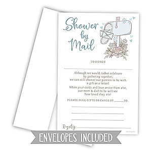 Shower By Mail Blue Mailbox - Boy Baby Shower Invitations (20 Count) With Envelopes