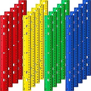 Chuangdi 20 Pieces 12 Inch Plastic Rulers, Straight Ruler Office Rulers School Rulers (4 Colors)