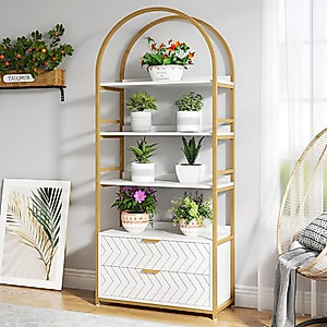 LITTLE TREE Bookshelf, 6-Tier Tall Bookcase with 2 Drawers and Open Storage Display Shelves