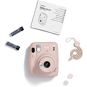 Fujifilm Instax Mini 11 Instant Film Camera with Automatic Exposure and Flash, Polaroid Camera, Fujinon 60mm Lens with Selfie Mirror, Optical Viewfinder - Blush Pink (Renewed)