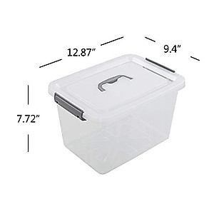 Lesbin 4-Pack Clear Plastic Storage Latch Box with Lids, 10 L
