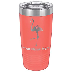 LaserGram 20oz Vacuum Insulated Tumbler Mug, Flamingo, Personalized Engraving Included (Coral)