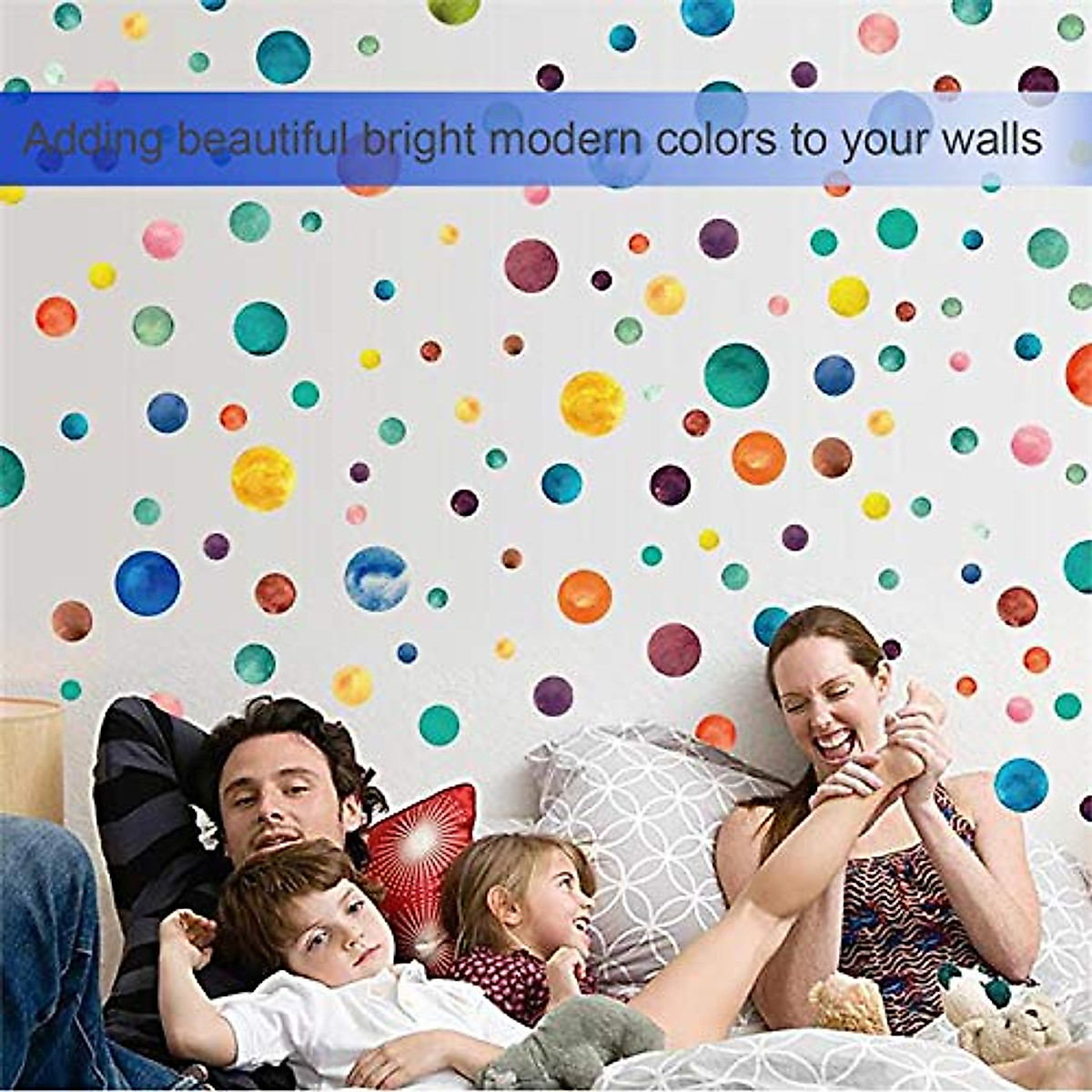 Coobbar 147 Count Multi Size Polka Wall Decals, Peel and Stick Wall Stickers, Rainbow Wall Decals for Kids Room, Living Room, Bedroom(Round and Star)