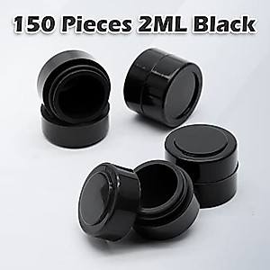 suiwotin 150pcs 2ML Silica Gel Containers, Non-Stick Wax Containers, Multi Use Storage Jars for Wax, Oil Concentrate (Black)