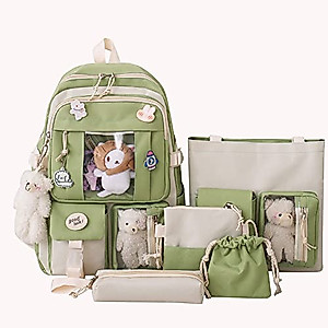 5pcs/set Canvas School Backpacks Women Lovely School Bags for Girl Shoulder Bags