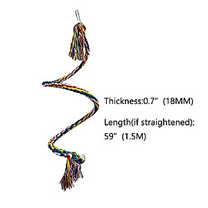 7 Angry Ants Twisted Rope Bird Perche Birdcage Stand with Bell for Parrot Macaw Parakeet Cockatoo Cockatiel Lovebird Bird Cage Accessories